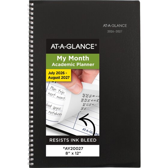 AT-A-GLANCE® DayMinder® Academic 2026-2027 Monthly Planner, Black ...