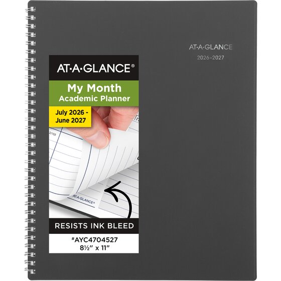AT-A-GLANCE® DayMinder® Academic 2026-2027 Monthly Planner, Charcoal ...