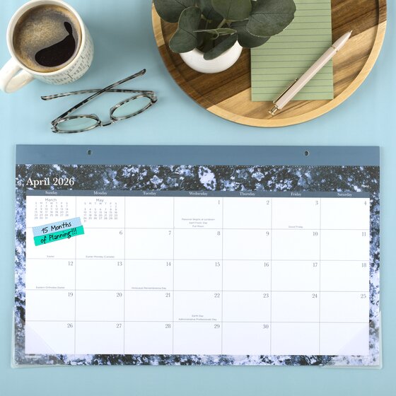 Mead® Terra Academic 2026-2027 Monthly Desk Pad Calendar, Compact, 11 ...