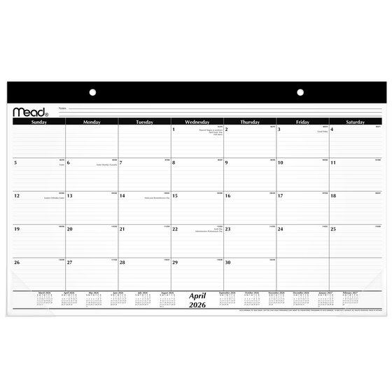 Mead® Basic Academic 2026-2027 Monthly Desk Pad Calendar, Compact, 17 3 ...