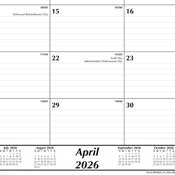 Mead® Basic Academic 2026-2027 Monthly Desk Pad Calendar, Compact, 17 3 ...