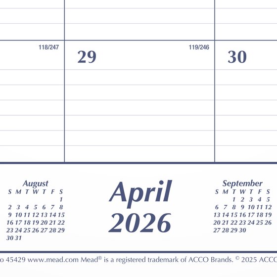Mead® Basic Academic 2026-2027 Monthly Desk Pad Calendar, Standard, 21 ...
