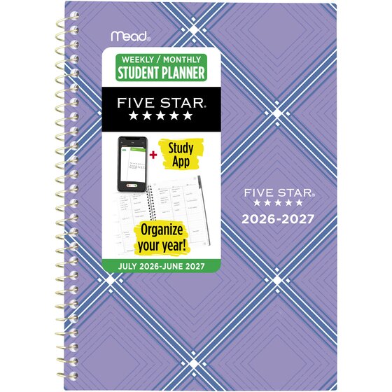 Five Star® Style Academic Weekly Monthly Student Planners Plus Study App | Planners & Calendars ...