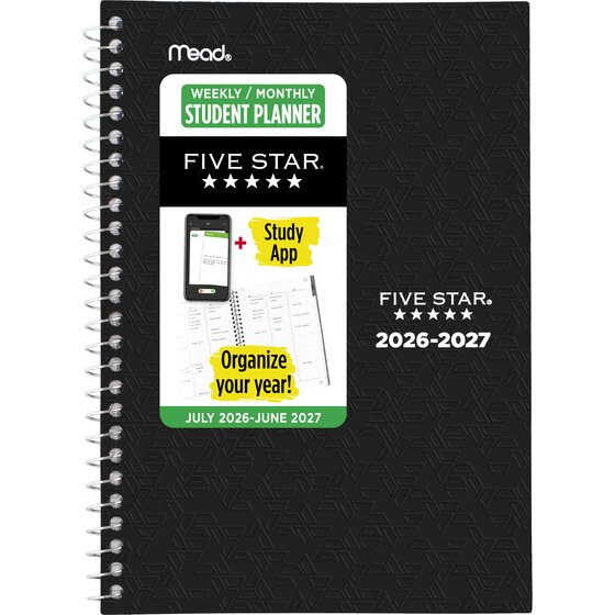 Five Star® Academic Weekly Monthly Student Planner Plus Study App ...