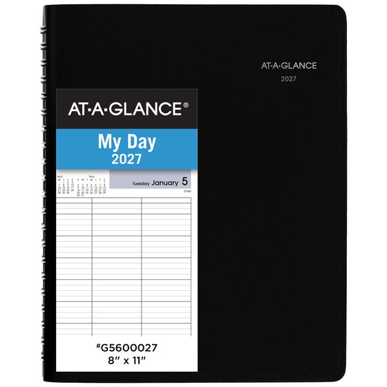 AT-A-GLANCE® DayMinder® 2027 Four Person Daily Appointment Book, Black ...