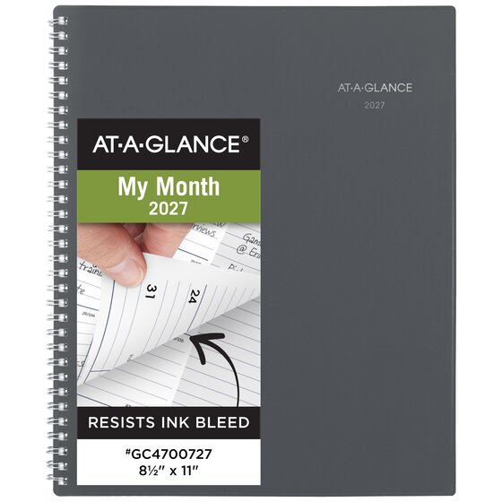 AT-A-GLANCE® DayMinder® 2027 Monthly Planner, Gray, Large, 8 1/2" x 11 ...