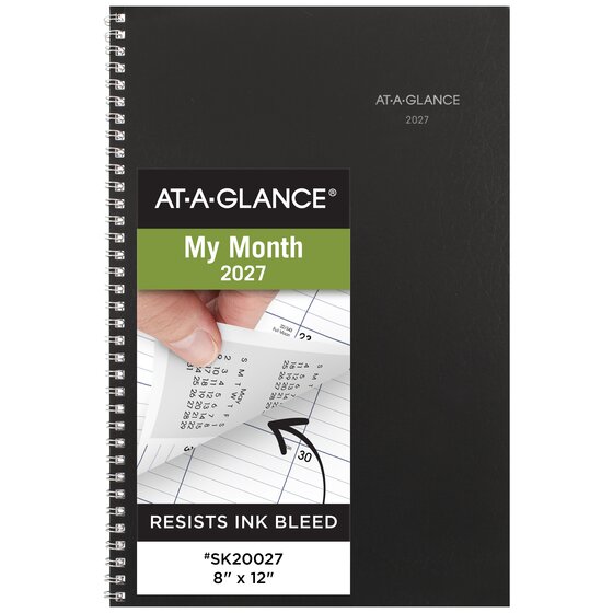 AT-A-GLANCE® DayMinder® 2027 Monthly Planner, Black, Large, 8" x 12 ...