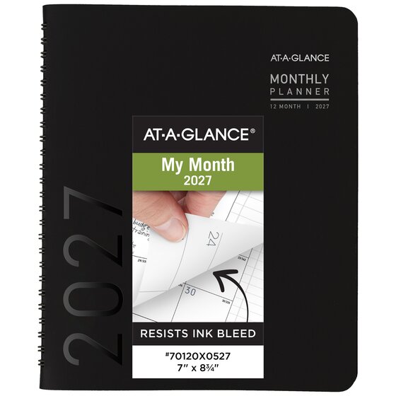 AT-A-GLANCE® Contemporary 2027 Monthly Planner, Black, Medium, 7" x 8 3 ...