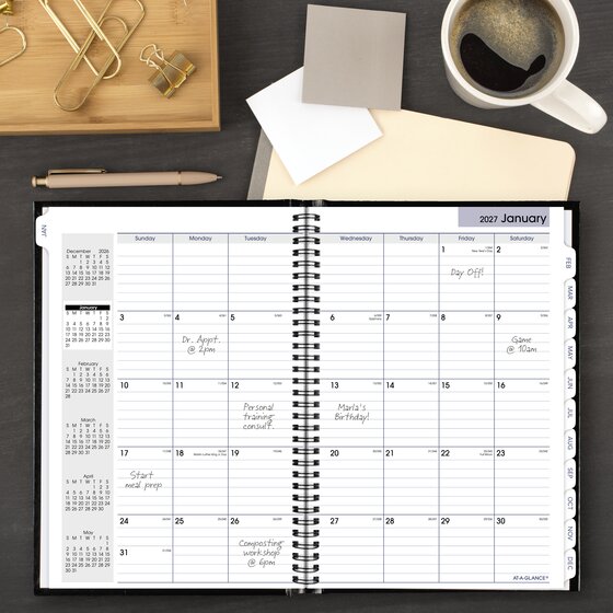 AT-A-GLANCE® DayMinder® 2027 Monthly Planner, Hardcover, Black, Large ...