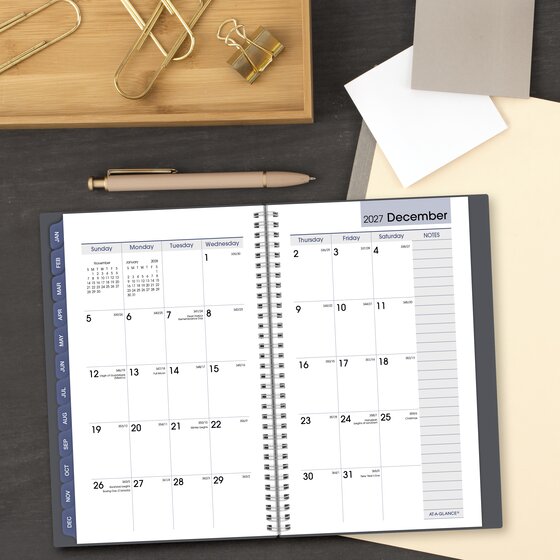 AT-A-GLANCE® DayMinder® 2027 Weekly Monthly Planner, Gray, Small, 5" x ...