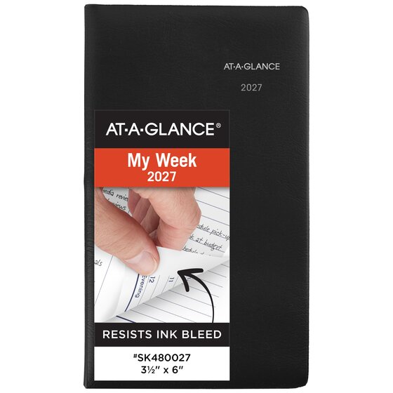 AT-A-GLANCE® DayMinder® 2027 Weekly Planner, Black, Pocket, 3 1/2" x 6 ...