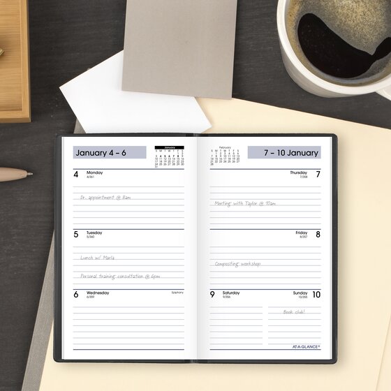 AT-A-GLANCE® DayMinder® 2027 Weekly Planner, Black, Pocket, 3 1/2" x 6 ...