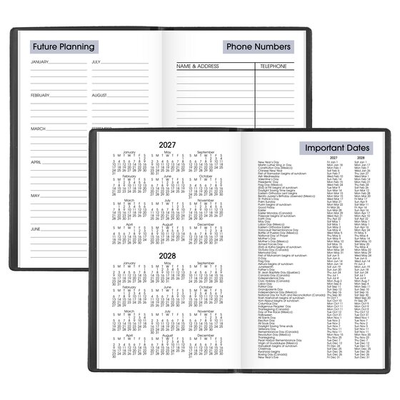 AT-A-GLANCE® DayMinder® 2027 Weekly Planner, Black, Pocket, 3 1/2" x 6 ...