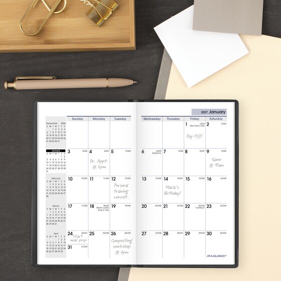 AT-A-GLANCE® DayMinder® 2027 Monthly Planner, Black, Pocket, 3 1/2" x 6 ...