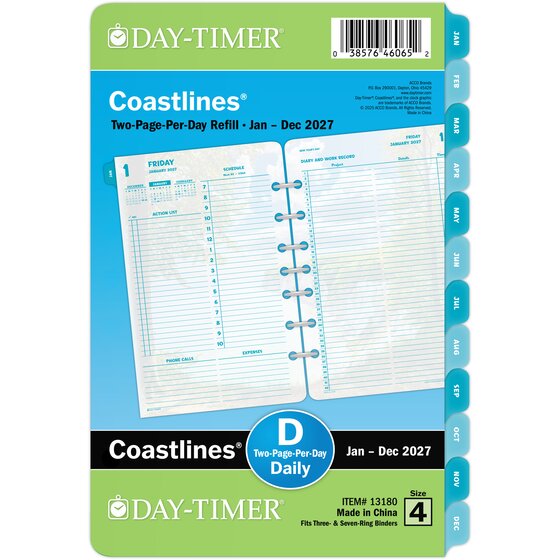 Day-Timer® Coastlines™ January 2027 – December 2027 Two Page Per Day ...