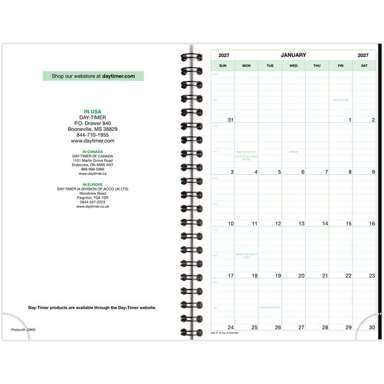 Day-Timer® January 2027 – December 2027 Two Page Per Day Reference ...