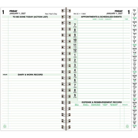 Day-Timer® January 2027 – December 2027 Two Page Per Day Indexed ...