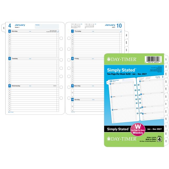 Day-Timer® Simply Stated January 2027 – December 2027 Two Page Per Week ...