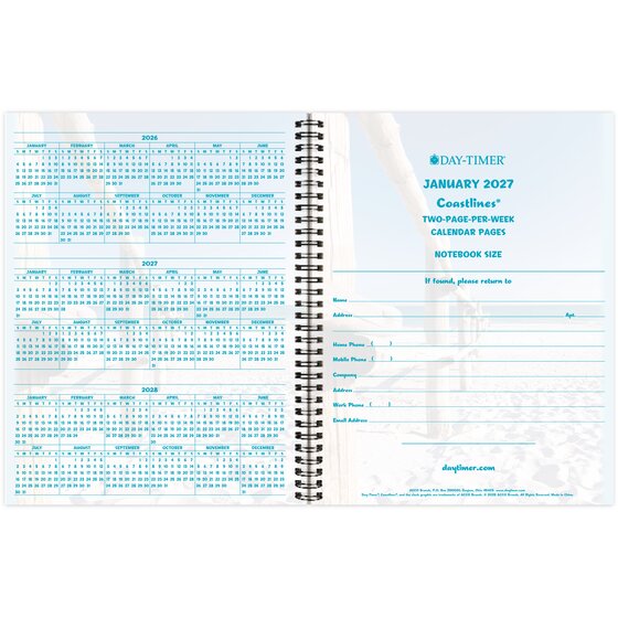 Day-Timer® Coastlines™ January 2027 – December 2027 Two Page Per Week ...