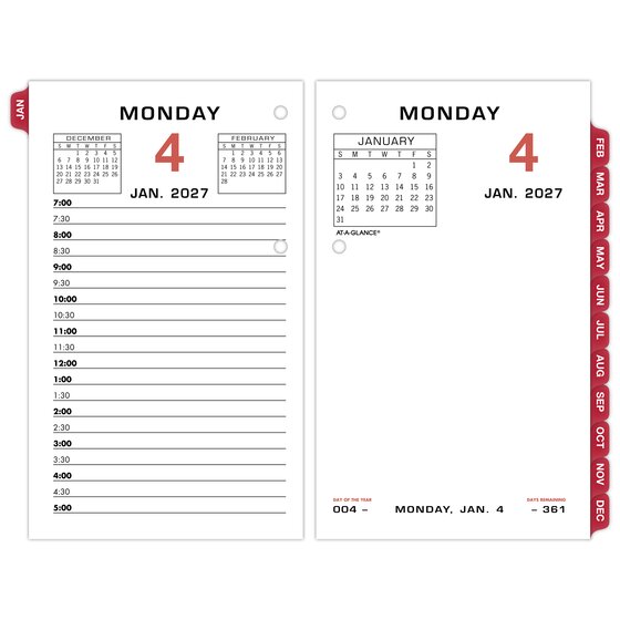 AT-A-GLANCE® 2027 Daily Loose-Leaf Desk Calendar Refill With Weekends ...
