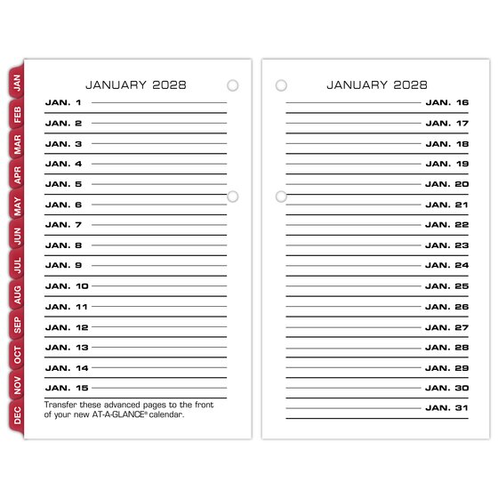 AT-A-GLANCE® 2027 Daily Loose-Leaf Desk Calendar Refill With Weekends ...