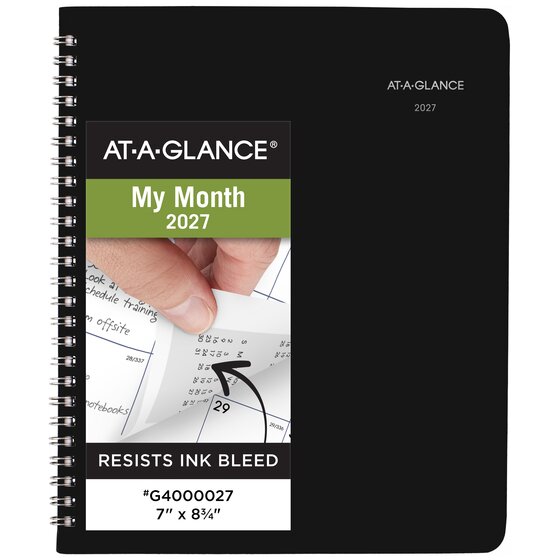 AT-A-GLANCE® DayMinder® 2027 Monthly Planner, Black, Medium, 7" x 8 3/4 ...
