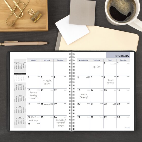 AT-A-GLANCE® DayMinder® 2027 Monthly Planner, Black, Medium, 7" x 8 3/4 ...