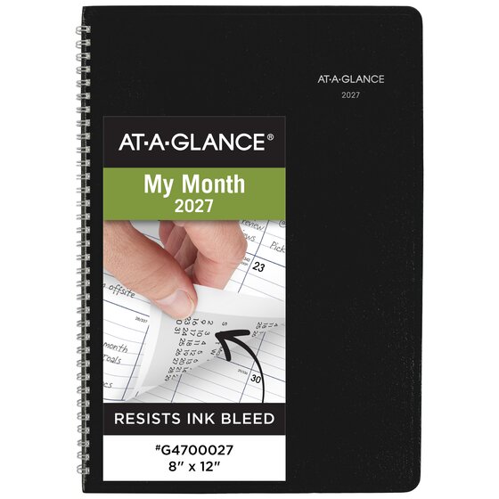 AT-A-GLANCE® DayMinder® 2027 Monthly Planner, Black, Large, 8" x 12 ...