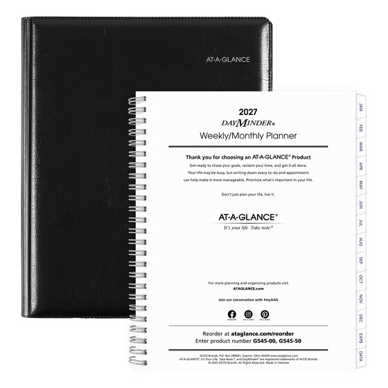 AT-A-GLANCE® DayMinder® Executive 2027 Refillable Weekly Monthly ...