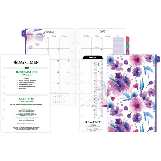 Day-Timer® Floral January 2027 – December 2027 Two Page Per Month ...