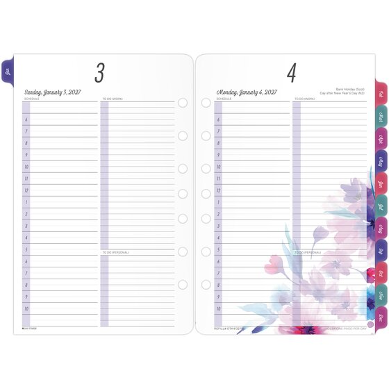 Day-Timer® Floral January 2027 – December 2027 One Page Per Day ...