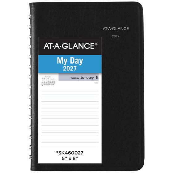 AT-A-GLANCE® DayMinder® 2027 Basic Daily Planner, Black, Small, 5" x 8 ...