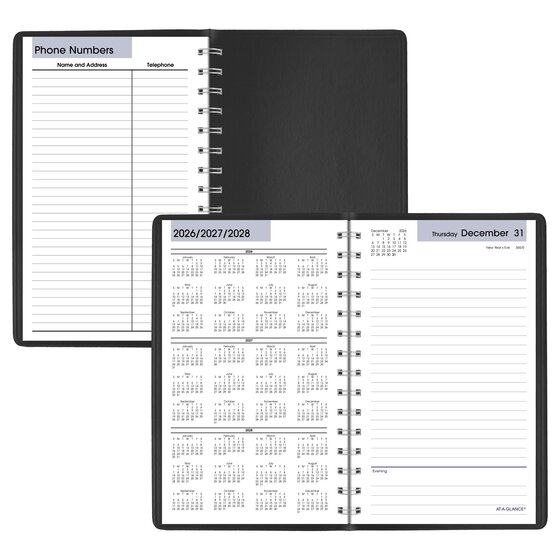 AT-A-GLANCE® DayMinder® 2027 Basic Daily Planner, Black, Small, 5" x 8 ...