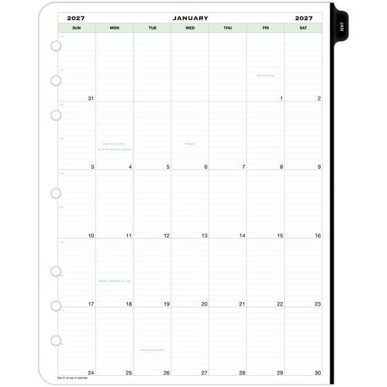 Day-Timer® January 2027 – December 2027 One Page Per Day Planner Refill ...