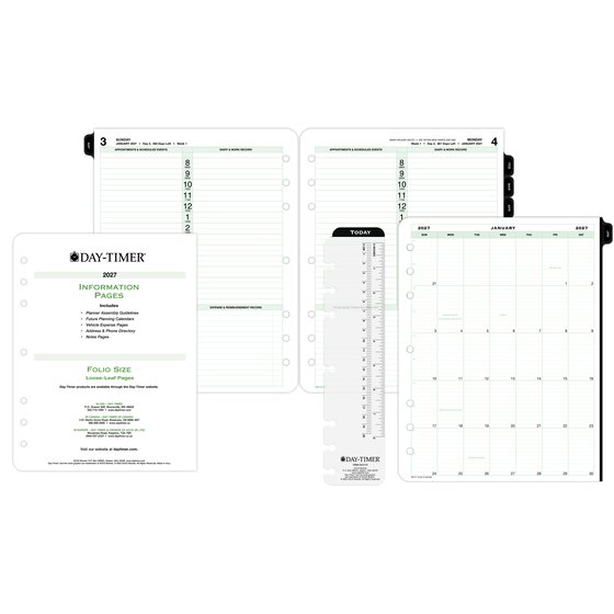 Day-Timer® January 2027 – December 2027 One Page Per Day Planner Refill ...
