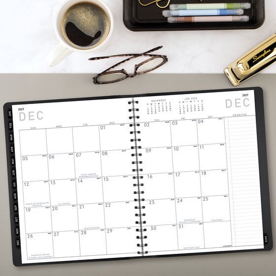 AT-A-GLANCE® Contemporary 2027 Weekly Monthly Planner, Black, Large, 8 ...