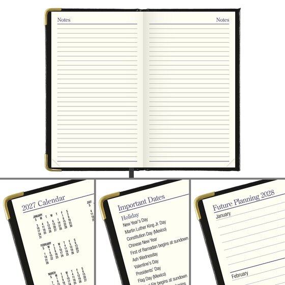 AT-A-GLANCE® Fine Diary® 2027 Weekly Monthly Diary, Black, Pocket, 3" x ...