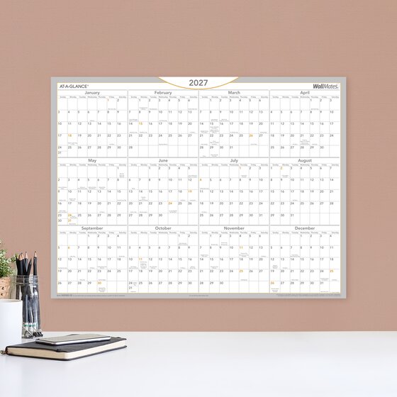 AT-A-GLANCE® 2027 WallMates Self-Adhesive Dry-Erase Yearly Calendar ...