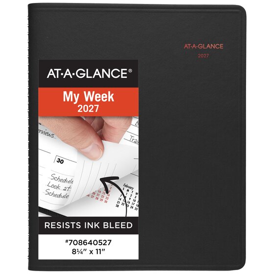 AT-A-GLANCE® 800 Range 2027 Weekly Monthly Planner, Large, Black, 8 1/4 ...