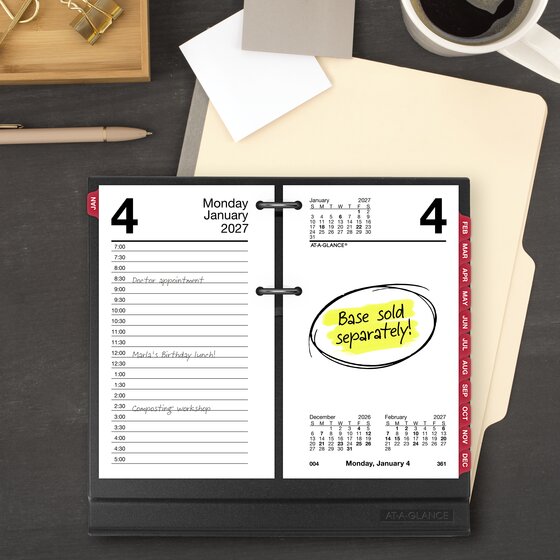 AT-A-GLANCE® 2027 Daily Loose-Leaf Desk Calendar Refill with Monthly ...