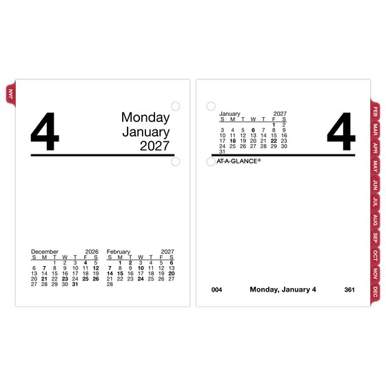 AT-A-GLANCE® 2027 Daily Loose-Leaf Desk Calendar Refill, Mini, 3" x 3 3 ...