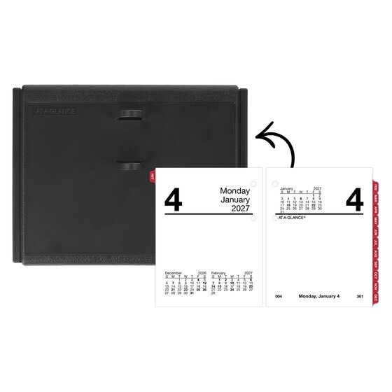 AT-A-GLANCE® 2027 Daily Loose-Leaf Desk Calendar Refill, Mini, 3" x 3 3 ...
