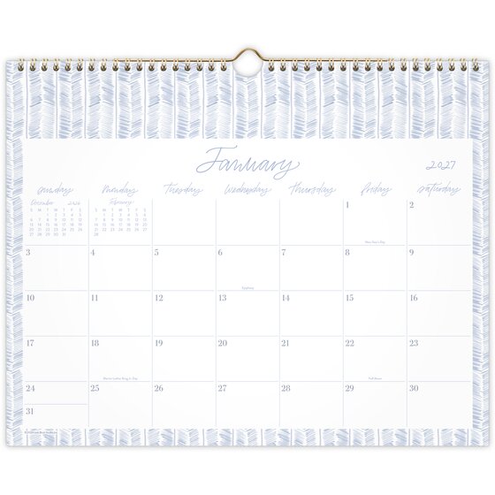 Leah Bisch™ for Mead Cambridge® 2027 Monthly Wall Calendar, Herringbone ...