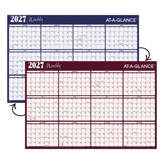 AT-A-GLANCE® 2027 Horizontal Reversible Erasable Yearly Wall Calendar ...