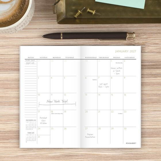 AT-A-GLANCE® BADGE 2027-2028 Two Year Monthly Planner, Floral, Pocket ...