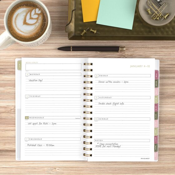 AT-A-GLANCE® BADGE Weekly Monthly Planners, Floral | Weekly Monthly ...