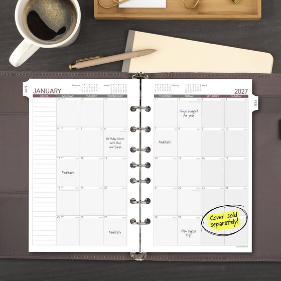 AT-A-GLANCE® 2027 Monthly Planner Refill, Loose-Leaf, Desk Size, 5 1/2 ...