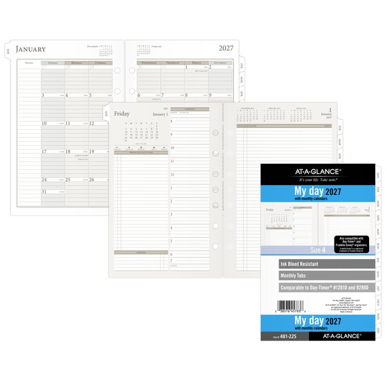 AT-A-GLANCE® 2027 Daily Planner Two Page Per Day Refill, Loose-Leaf ...