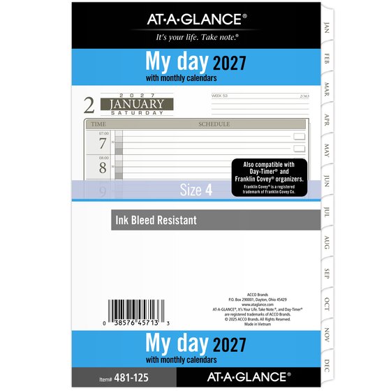 AT-A-GLANCE® 2027 Daily Planner One Page Per Day Refill, Loose-Leaf ...