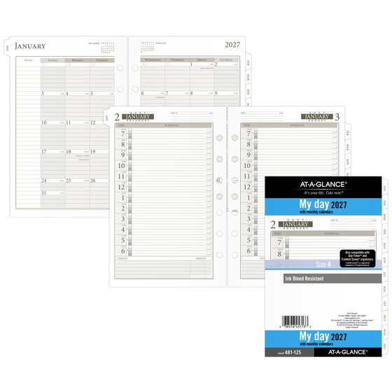 AT-A-GLANCE® 2027 Daily Planner One Page Per Day Refill, Loose-Leaf ...